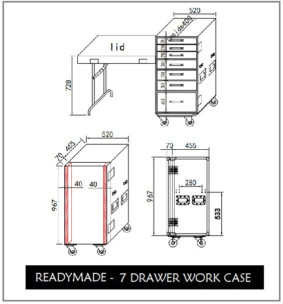 Readymade - 7 Drawer Work Case w/- Table – EncasE NZ